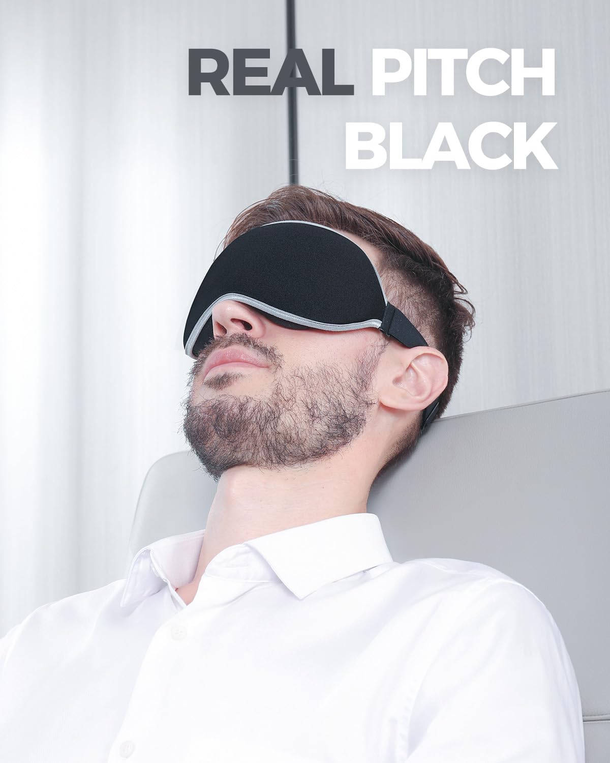 MZOO Luxury Sleep Mask for Back and Side Sleeper, Completely Block Out Light Sleeping Eye Mask for Women Men, Zero Eye Pressure 3D Contoured Night Blindfold, Breathable & Soft Eye Shade Cover Black