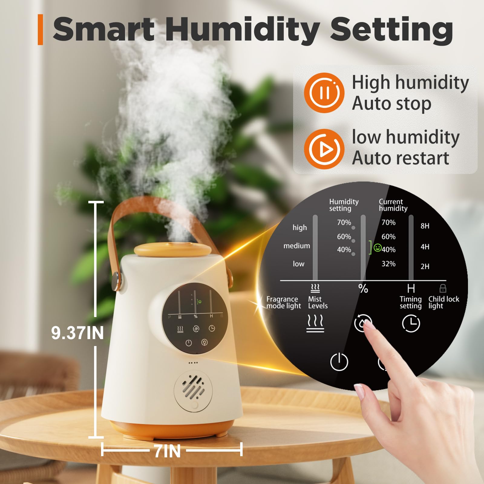 OJEPPA Humidifiers for Bedroom, 2.5L Ultrasonic Cool Mist Humidifiers for Baby Home Office Nursery & Plants, Top Fill Air Humidifier, Super Silent Sleep Mode,Auto Shut-Off (Smart Humidity Setting)