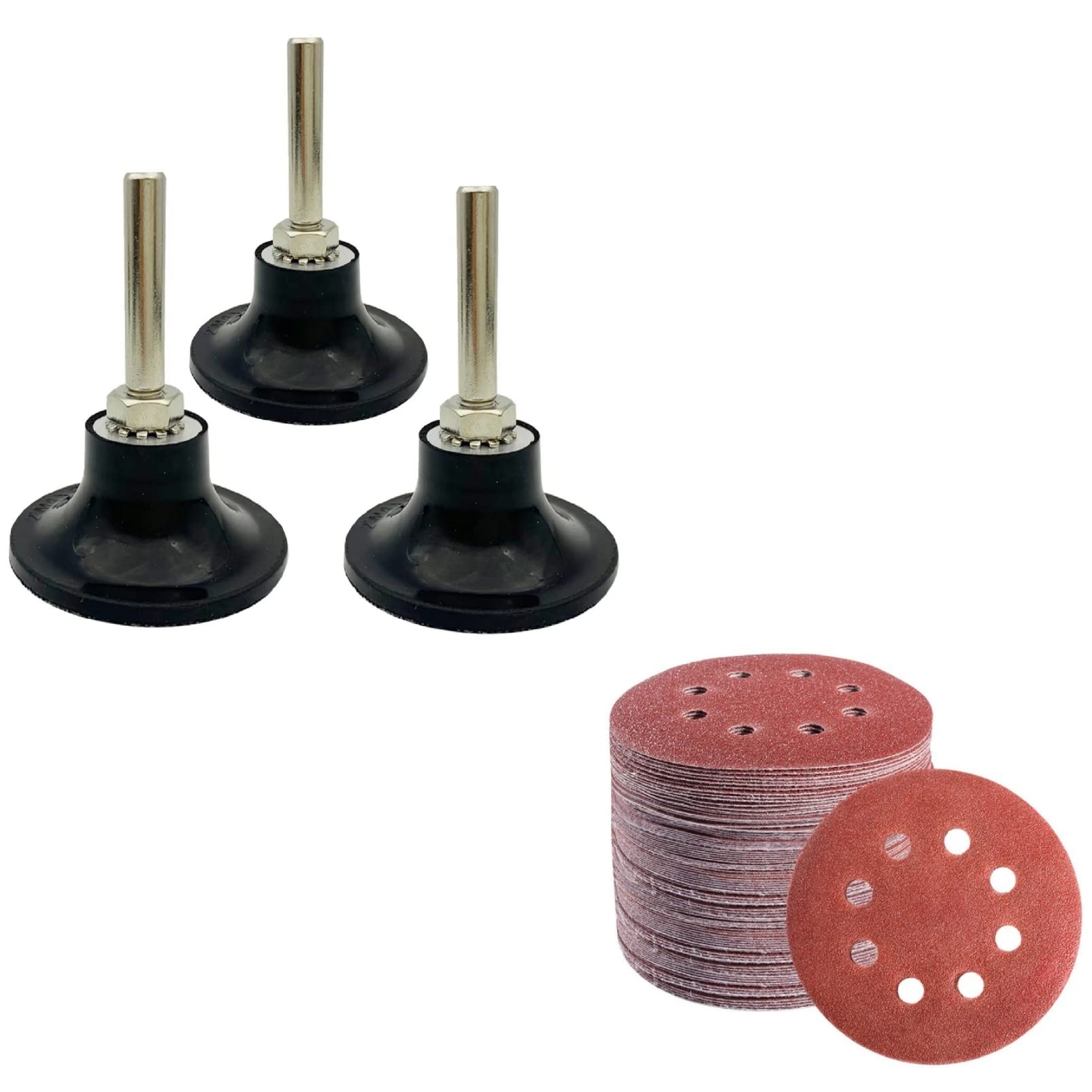 New Bundle: 3 Pack 2 Inch Quick Change Adapter + 100Pcs 5 Inch 8 Hole Orbital Sander Sandpaper