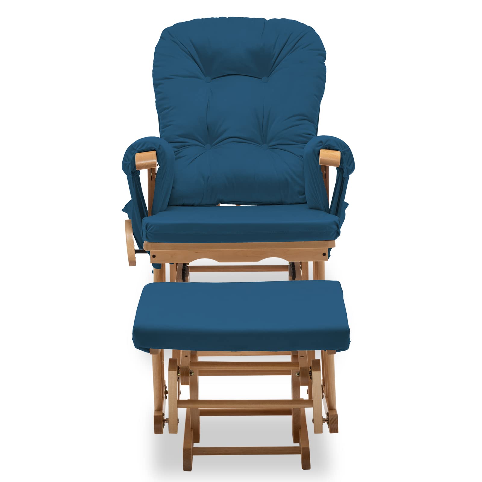 OKAKOPA Vibration Massage Glider Chair Cushions Replacement Set 5PCS, Gorgeous Velvet Replacement Cushions for Glider Rocker Rocking Chair, Back Seat Ottoman Arms (Blue)
