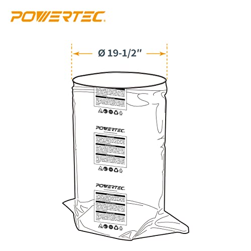 POWERTEC 70009 Clear Plastic Dust Collection Bag, 19-1/2 Inch Dia x 33-Inch, 5-Pack Dust Collector Bags for machine with 19”Filter Drum–5 Pack