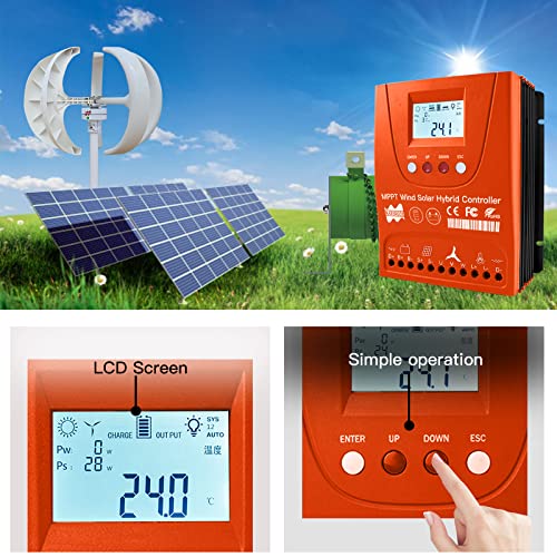 Mars Rock 3000W 12V 24V 48V 0~1500W Wind 0~1500W Solar MPPT Wind Solar Hybrid Controller Pioneer Version Charge Lithium & Lead Acid Gel Battery (12V/24V Auto)
