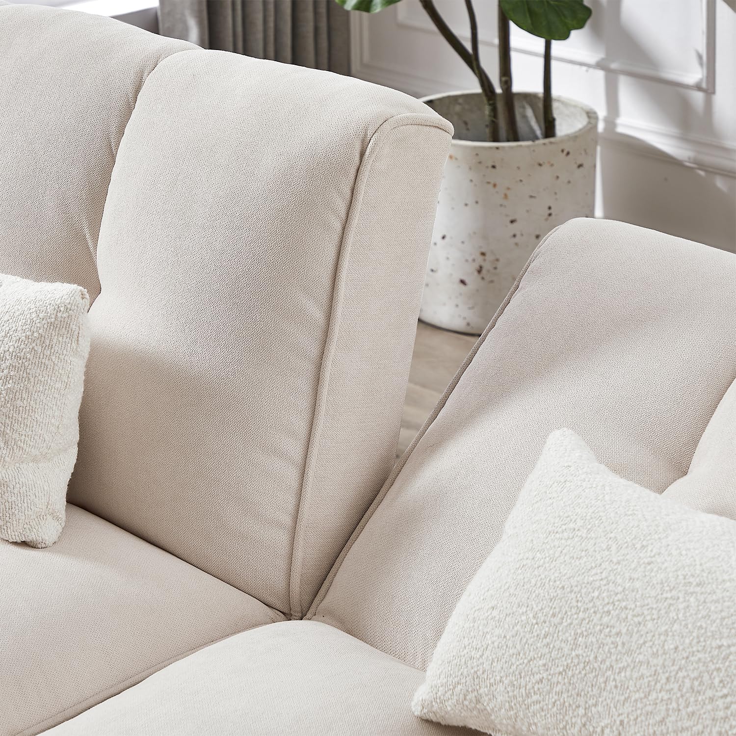 Modern Corduroy Futon Sofa Bed, Convertible Folding Sleeper Sofa, Adjustable Backrest Memory Foam Couch Double Loveseat,Split Leisure Chair & Double Lounge Chair,Accent Chair (Light Ivory)