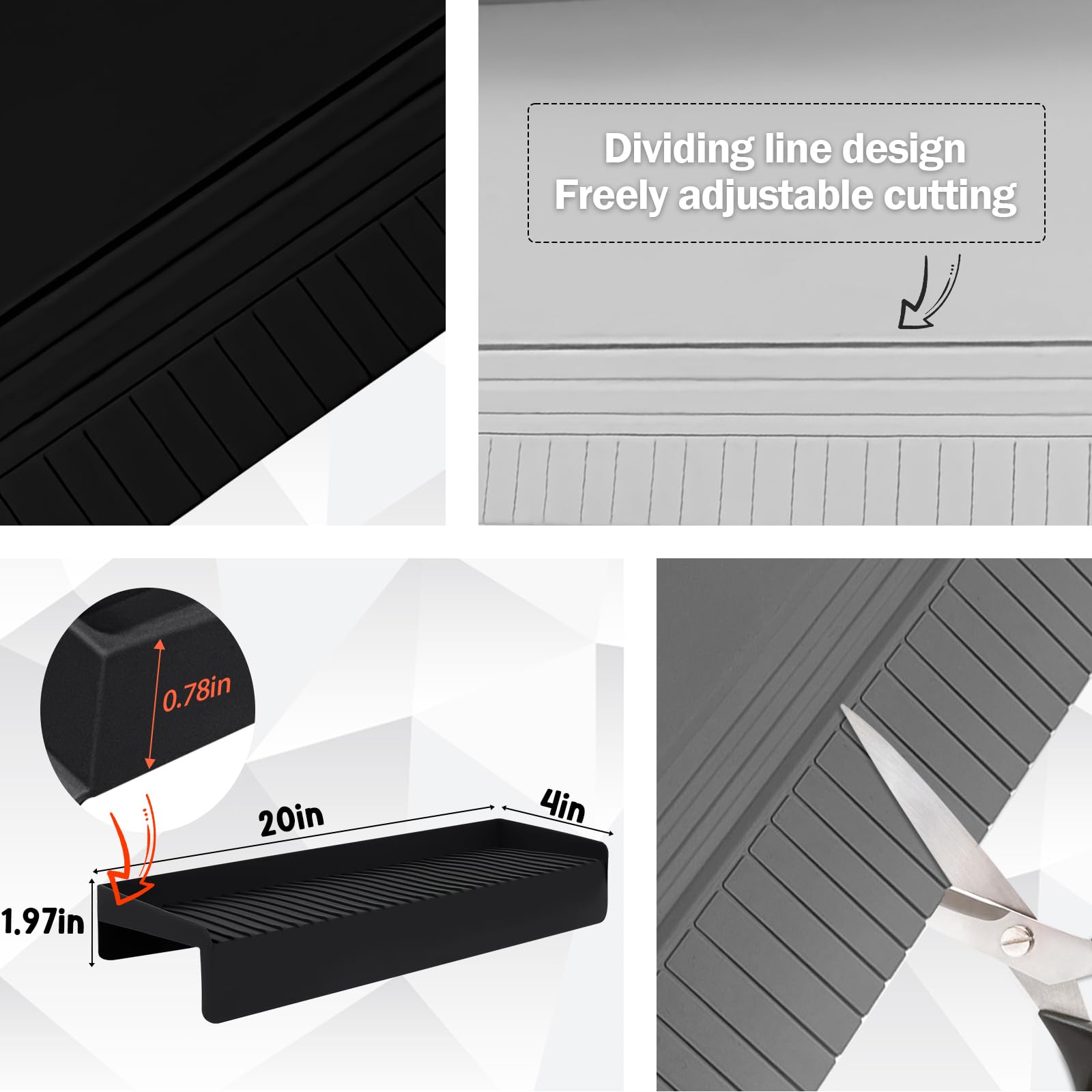 Silicone Sink Edge Protectors, Kitchen Sink Splash Guards, 4" x 20" Multifunction Sink Accessories, Splash Guard For Bathtub Sink, Countertop Protectors For Granite/Quartz Kitchen Sink