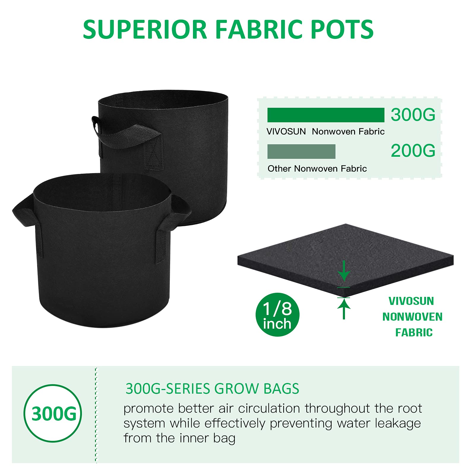 JNYONG 24-Pack 3 Gallon Thickened Non-Woven Grow Bags, Aeration Fabric Pots with Handles