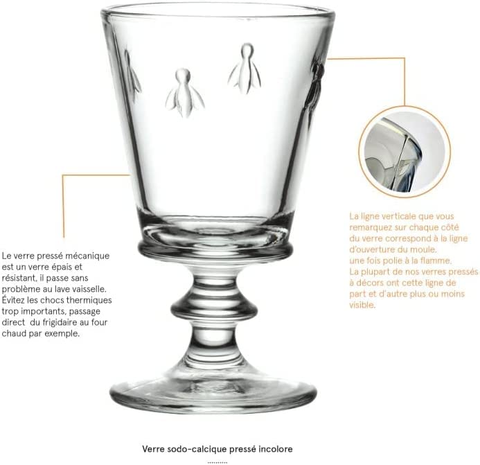 La Rochere French Bee Wine Glass, 8-Ounce, Set of 4