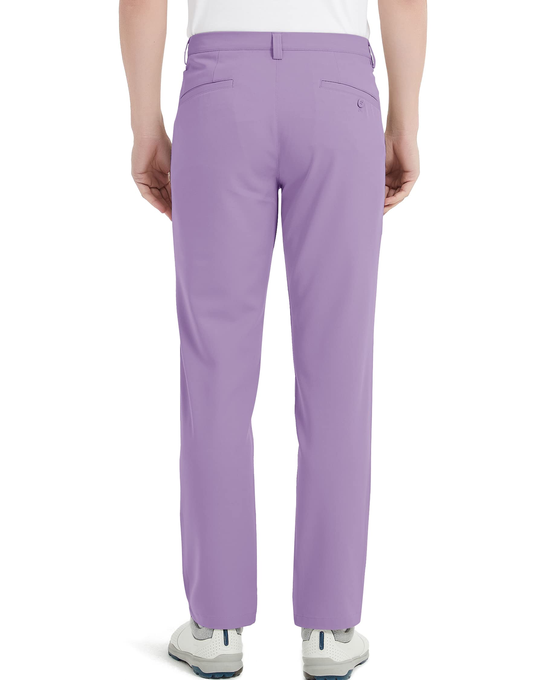 Lesmart Mens Golf Pants Stretch Slim Fit Lightweight Breathable Dry Fit Golf Pants with Pockets Violet 32Wx31L