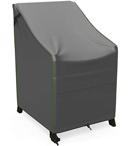 NUPICK Patio Stackable Chair Cover, 26 Inch Outdoor Furniture Chair Cover for 4-6 Stackable Dining Chair, 100% Waterproof, Rip-Stop and Weather Resistant, Grey