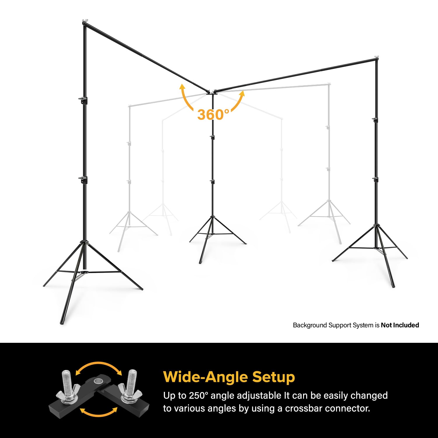 Julius Studio 360° Angle Rotation Crossbar Extend Connector Backdrop Stand Pivot Hinge Position Locator, JSAG806