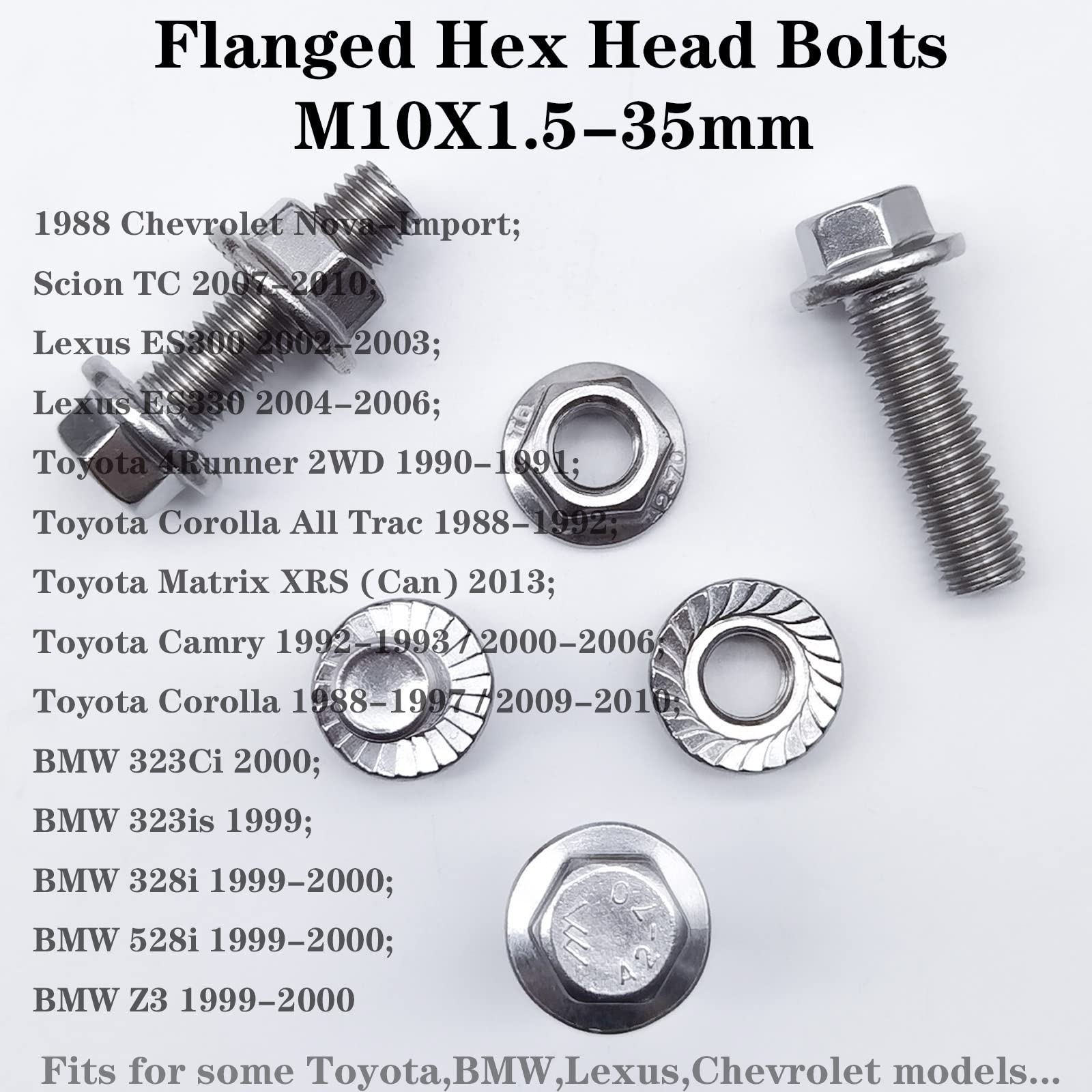 OBPSFY 8 Pack Flanged Hex Head Bolts, M10X1.5-35mm Flanged Hex Head Screws,Exhaust Manifold Bolt Kit,Flange Bolts and Nuts for Securing Exhaust Components