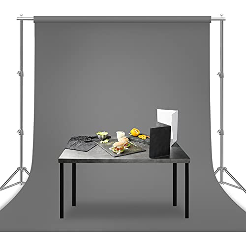 Julius Studio 6 ft. x 9 ft. Pure Gray Background Backdrop Screen, Superior 150GSM Higher Density Thicker Synthetic Fabric Material for Professional Studio, Family Events, Grey Video Shooting, JSAG105