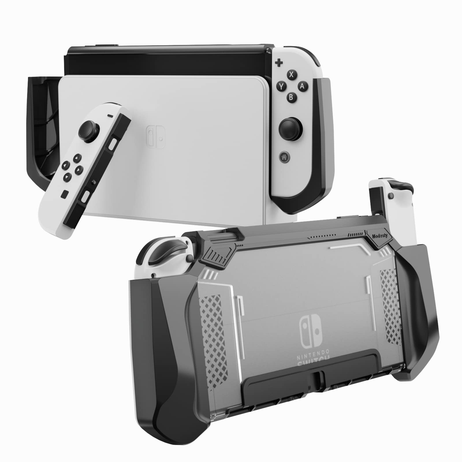 Modesty Dockable Case Compatible with Nintendo Switch OLED 2021, [Lightweight Series ] Upgraded Protective Dockable Cover, Ergonomic Comfort TPU Grip Case for Nintendo Switch OLED Console and Joy-Con