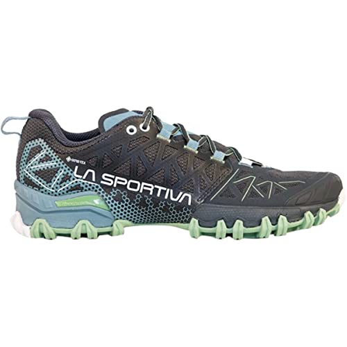 La Sportiva Womens Bushido II GTX Trail Running Shoes, Carbon/Mist, 9.5