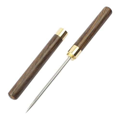 NUTJAM Stainless Steel Ice Pick,1 Pack Pick Tool with Safety Cover, Non-slip Wooden Handle Pick for Bars, Kitchen, Bartender Breaking Ice