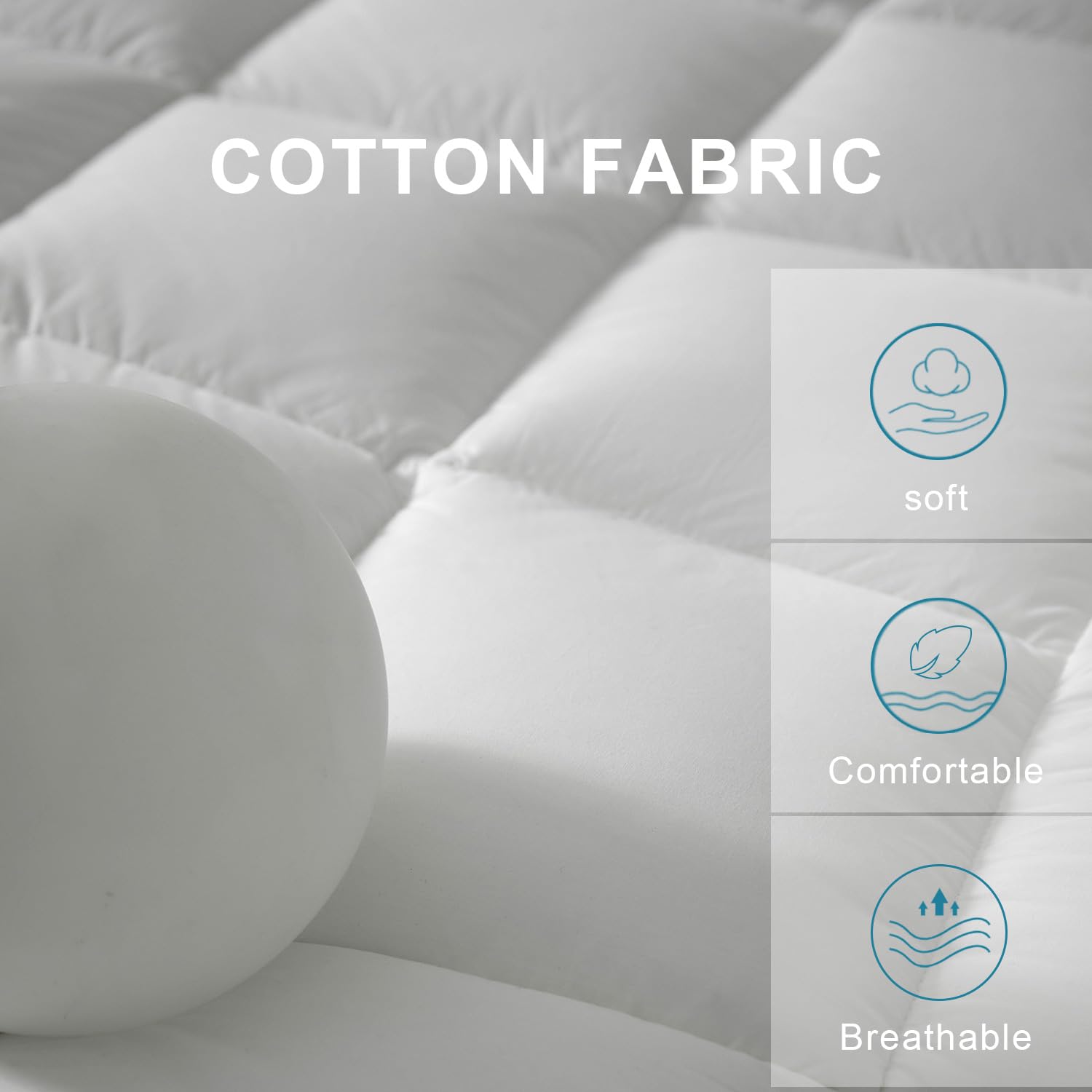 Royoliving Queen Size Mattress Topper Extra Thick Mattress Pads Cover Fluffy Soft Elastic Mattress Protector Cotton Top 18" Deep Pocket Cooling Breathable Mattress Topper (60x80 Inches)