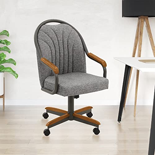 Overstock Chromcraft Douglas Caster Dining Chairs in Chestnut, Gray Finish (Set of 2) Chestnut Chestnut Finish