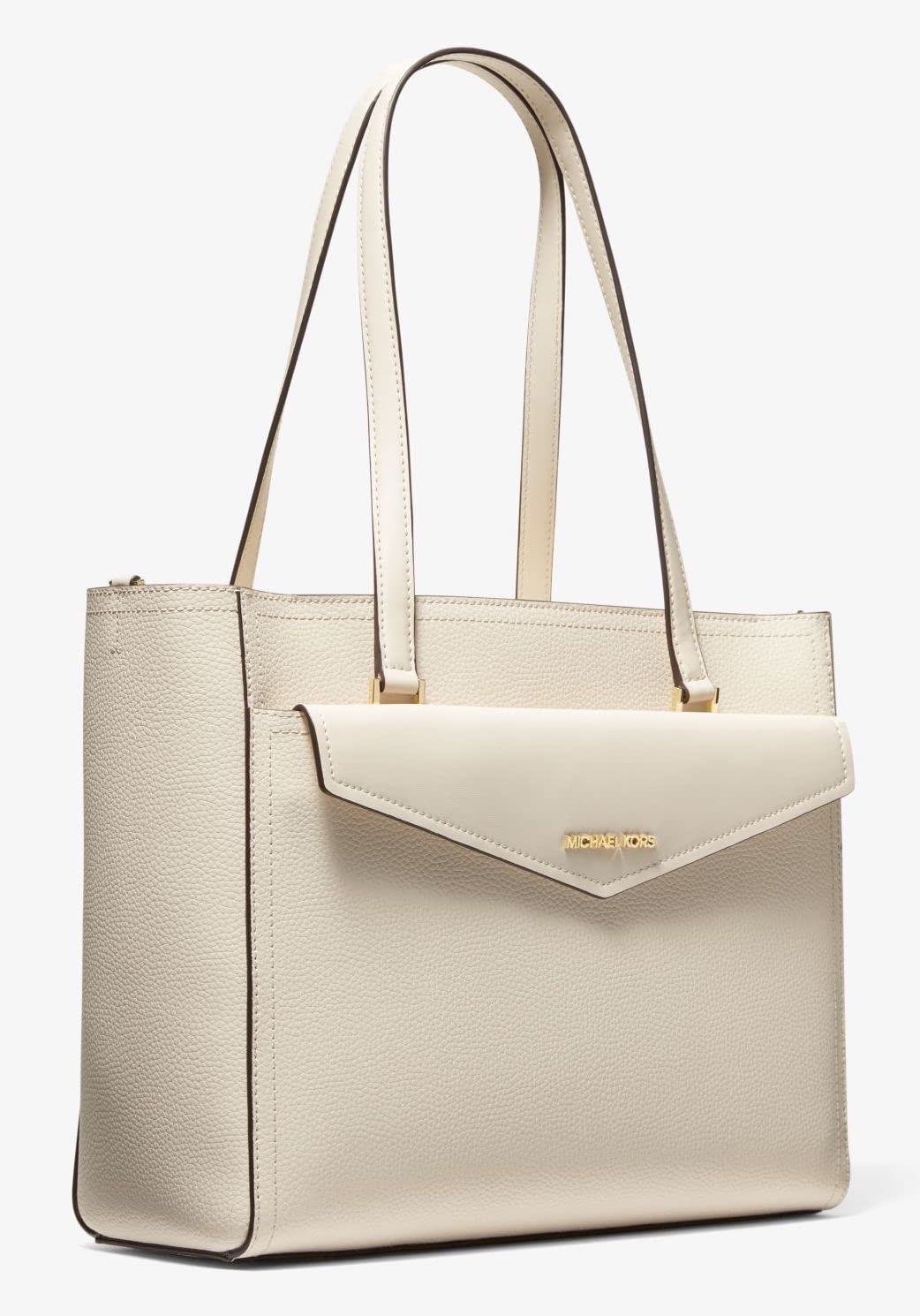 Michael Kors Maisie Large Pebbled Leather 3-IN-1 Tote Bag bundled Purse Hook (Lt Cream)