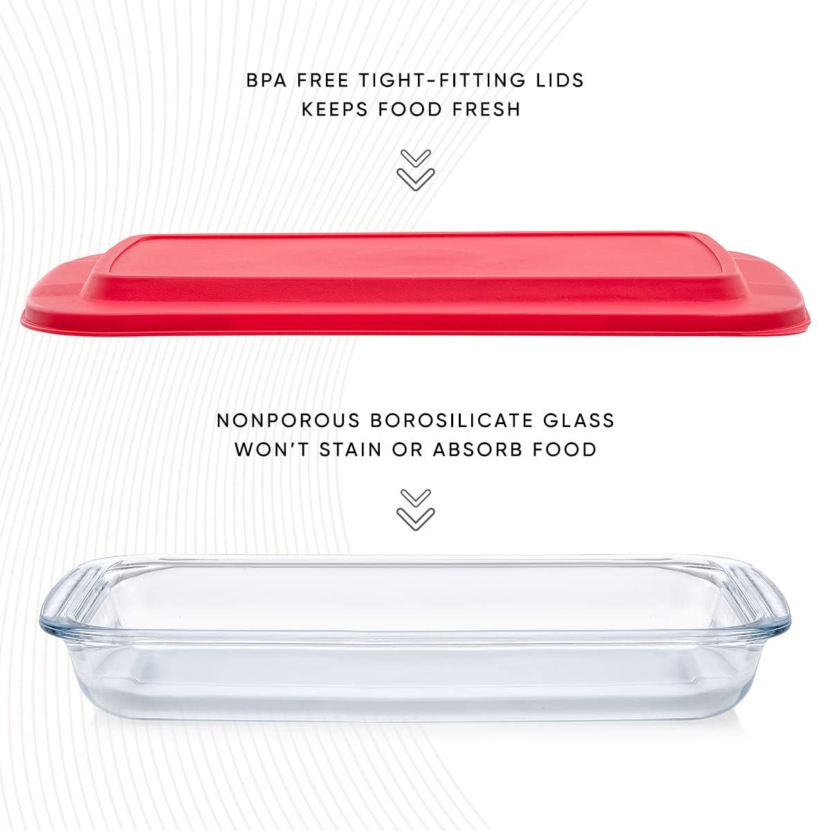 JoyFul by JoyJolt 8pc Glass Bakeware Set. 4x Baking Pan Dishes and 4x Baking Dish Lids for Kitchen Storage, Deep Baking Sheet, Oven Tray, Rectangle Casserole Dish, Lasagna Pans, Cake Baking Sheets