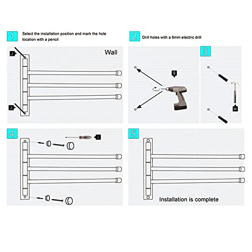Swivel Towel Rack Wall Mounted Rotates Towel Bar SUS304 Stainless Steel 3-Arms Towel Swing Hanger Space Saving Storage Organizer Towel Holder for Bathroom, Kitchen,Brushed Finish