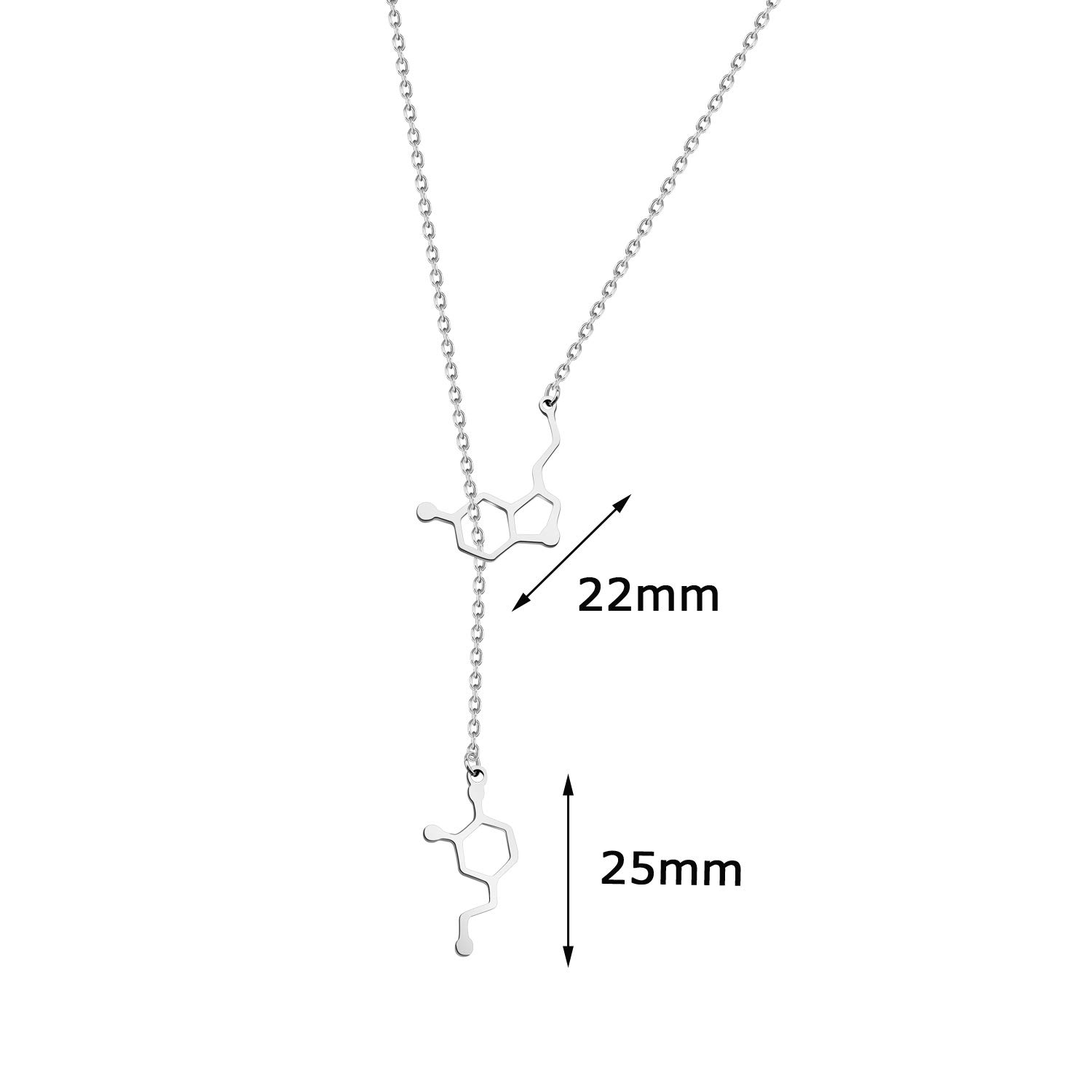 Happiness Serotonin Molecule Dopamine Molecule Lariat Y Necklace Molecular Structure Pendant Necklace Science Geek Jewelry Chemistry Lovers Gift (Serotonin Dopamine Y N)