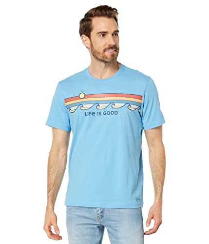 Life is Good Men's Retro Wave Stripe Tee, Cool Blue, M
