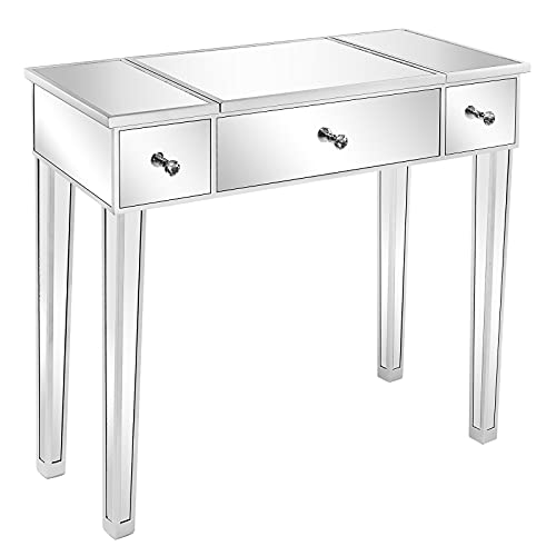 SDGH FCH Flip Glass Mirrored Makeup Table Dressing Table Dressers Study Table (80 x 38 x 76) cm(L x W x H)