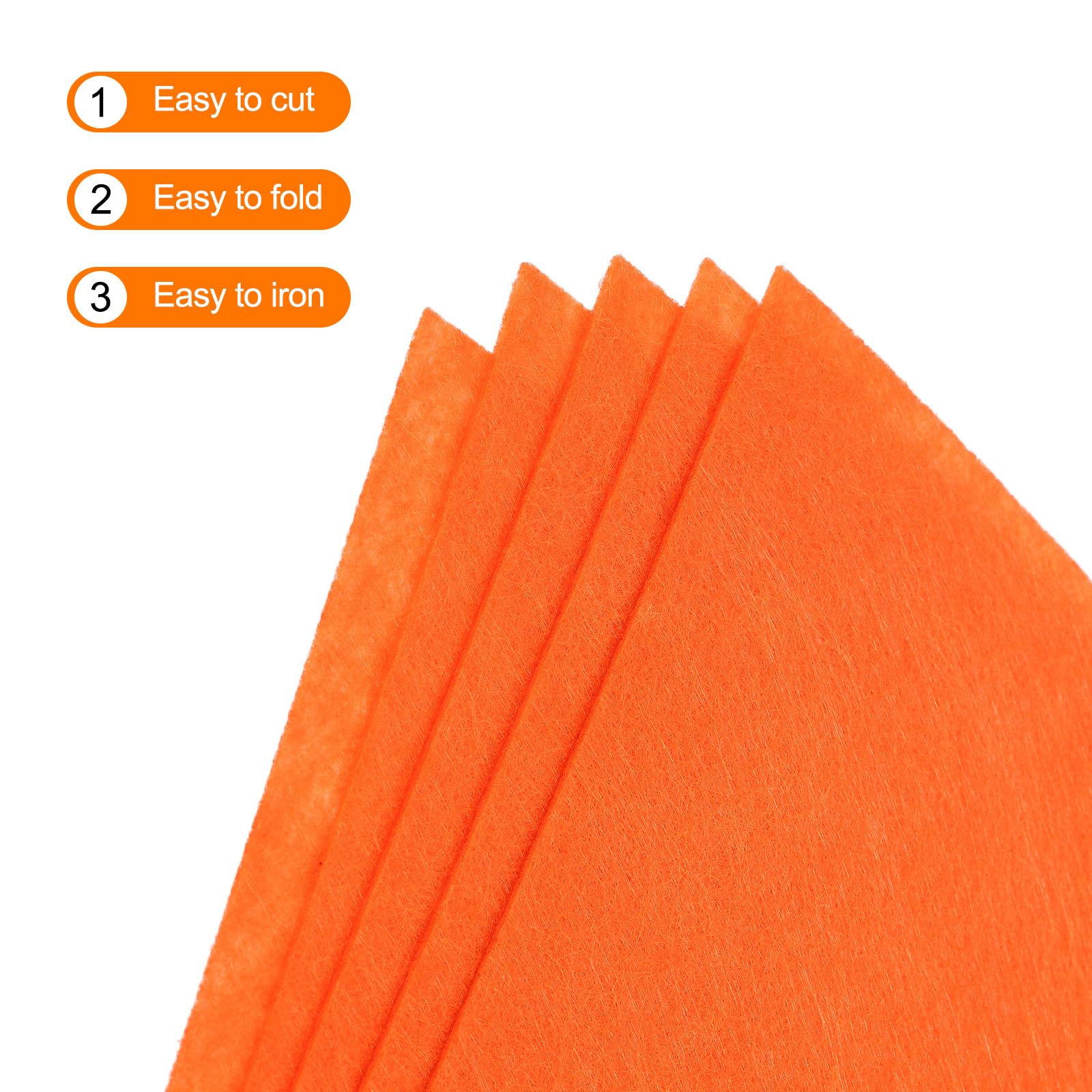 Rebower Soft Felt Sheets Acrylic Fabric Soft Felt Craft Sheets [for DIY Creative Crafts Projects and Decoration] - 4 Inch x 4 Inch/Orange / 42PCS