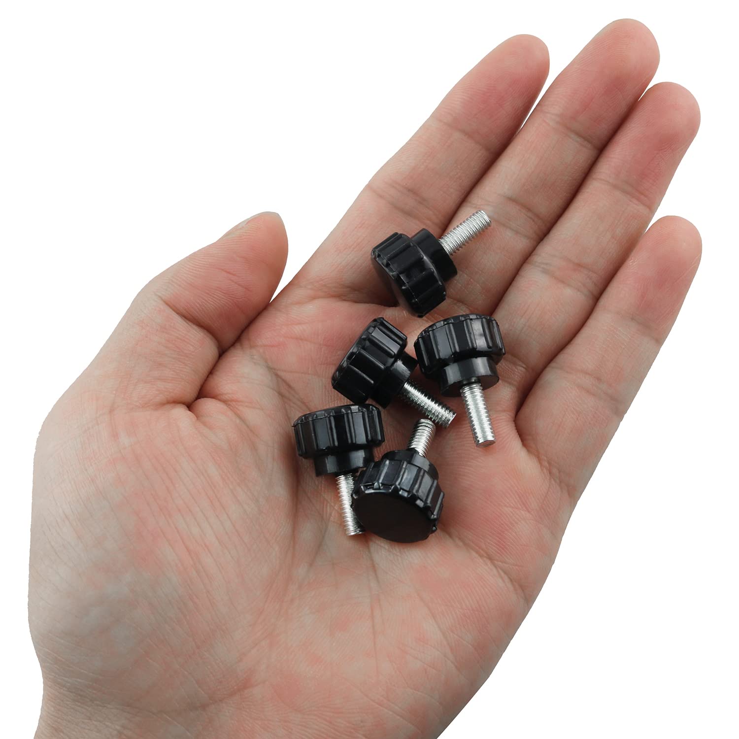 M4 x 10 mm Thumbscrew ZZLZX 12PCS M4 x 10 mm Carbon Steel Threaded Knurled Thumb Screw, Black Round Grip Knobs Thumb Screw for Machinery Latche, Clamping Screws