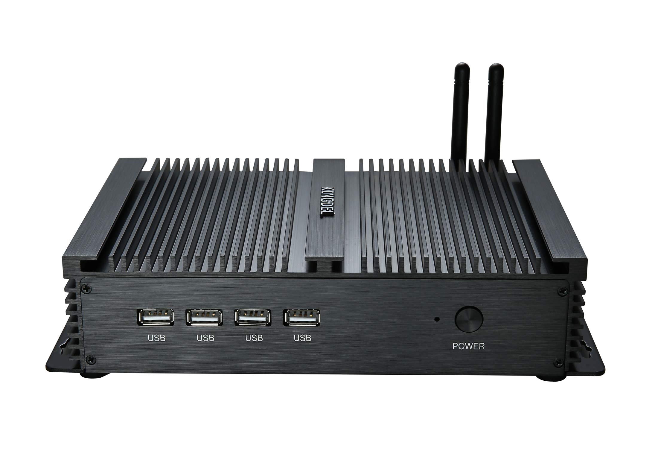 KINGDEL Powerful Mini PC, Fanless Industrial PC, Intel i5 Dual Core CPU, 8GB RAM, 128GB SSD, 2xNICs, 4xUSB 3.0, 4xCOM RS232, HD Port, Metal Case, W-11 Pro