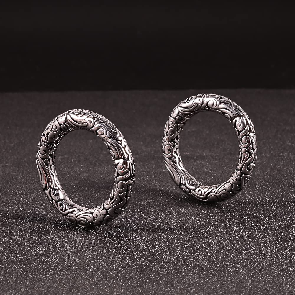 Maxbott 2PCS 316L Stainless Steel Vintage Ear Hangers Weights for Stretched Ear Plugs Gauges Body Piercing Jewelry (2G(6mm), Silver)