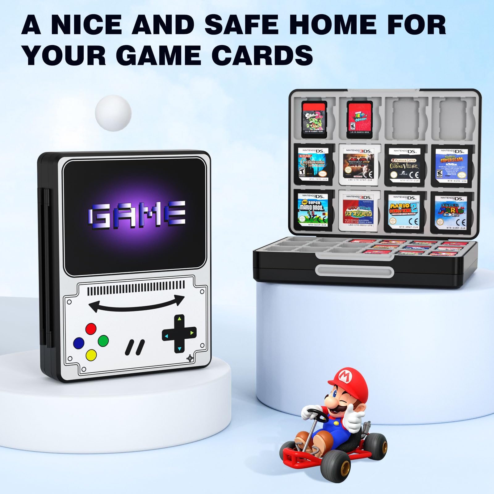 MoKo 60 DS 3DS Games Case Compatible with Nintendo 3DS 2DS DS Switch Game Cartridges, Portable 3DS Game Holder Case High Capacity DS Game Card Holders Hard Shell Storage Case, Black