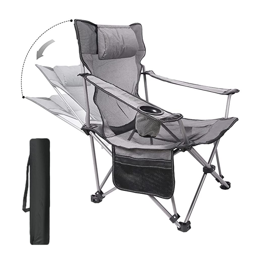 LMMDDP Adults Heavy Duty Portable Folding Camping Chair with Cup Holder Pillow and Carry Bag (Color : A, Size : As shown)
