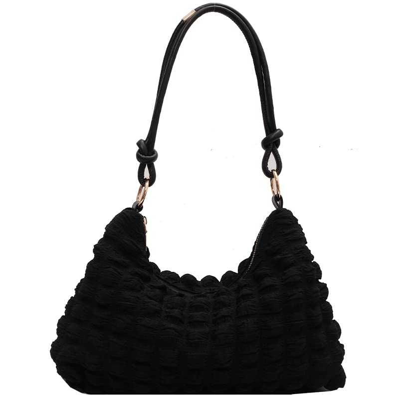 Lightweight Large Tote Bag Armpit Bag 2022 Winter Soft Women's Designer Handbag Gentle Shoulder Bag (Black)