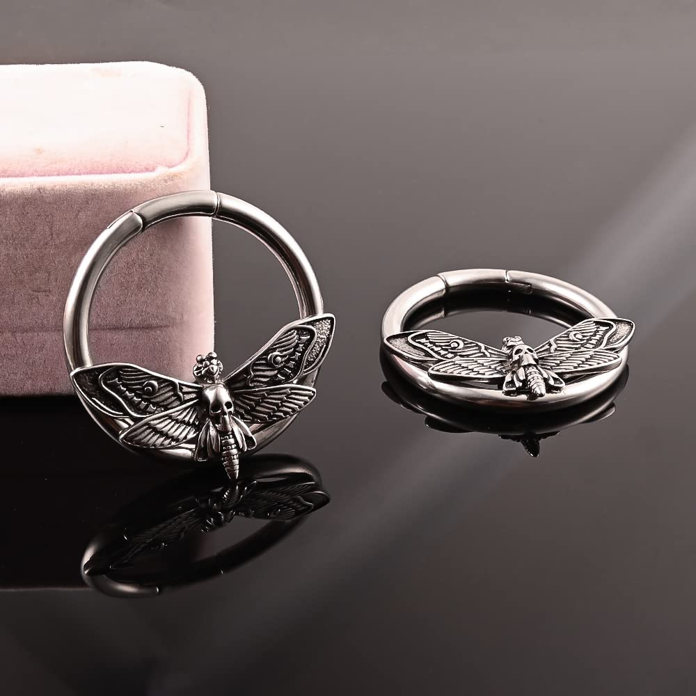 Maxbott 2PCS Butterfly and Circles Stainless Steel Plugs Ear Weights 6MM Ear Gauges Piercing Expander Stretchers Body Jewelry (4G (5mm), Silver)