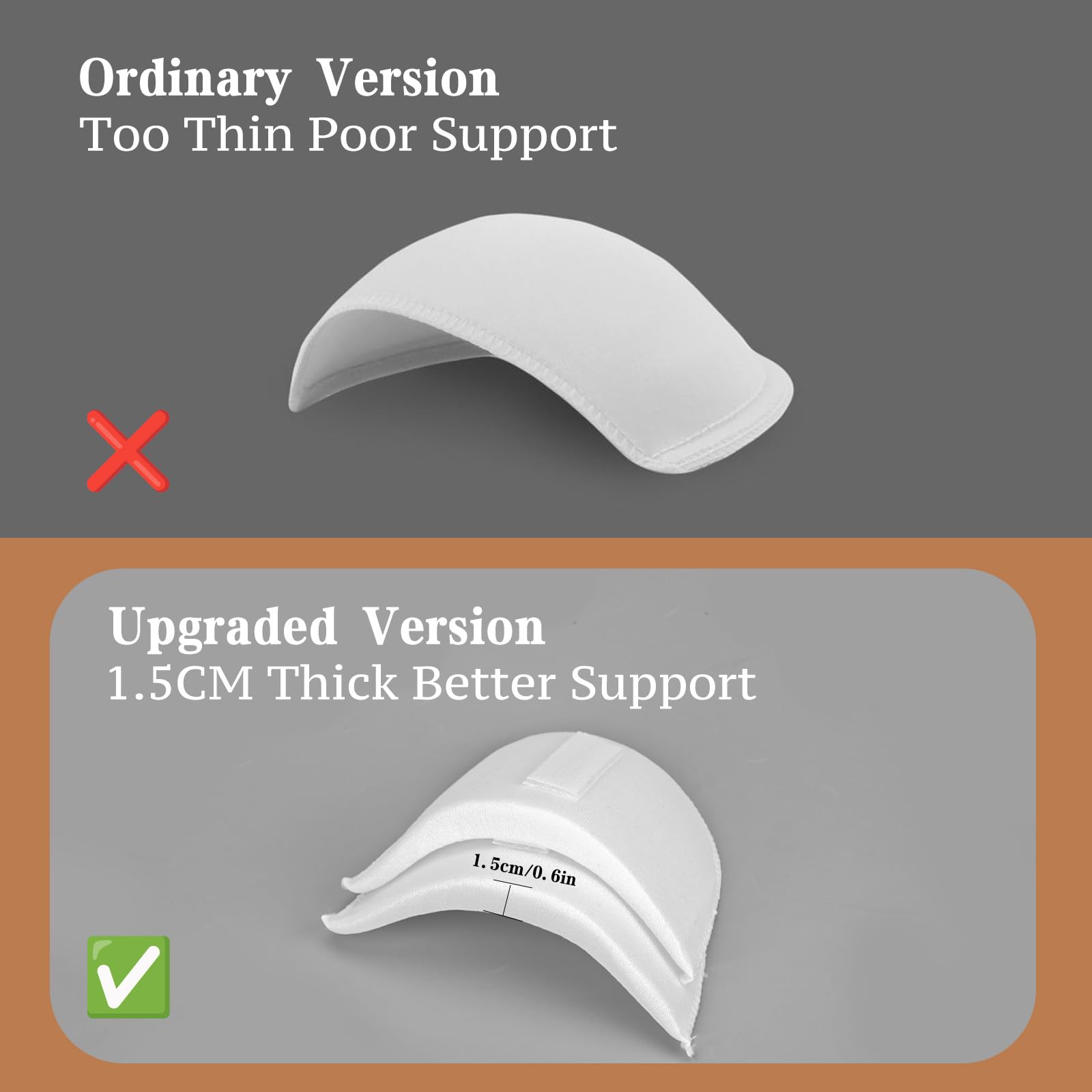 WLLHYF 2 Pairs Set-in Shoulder Pads Thickness 1.5cm Breathable Sponge Pads Shoulder Enhancer Sewing Supplies for Women Men Sloping High Low Shoulders Blazer Suit T-Shirt (Black+White)