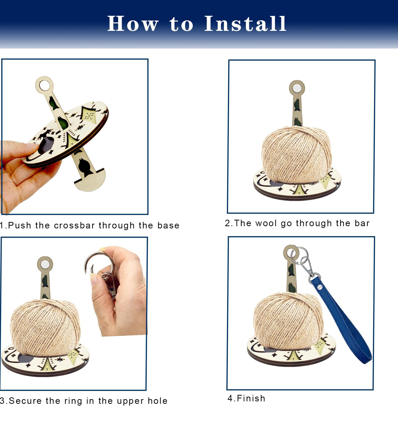Portable Wrist Yarn Holder, Wood Wrist Yarn Ball Minder Stand with Leather Wristband
