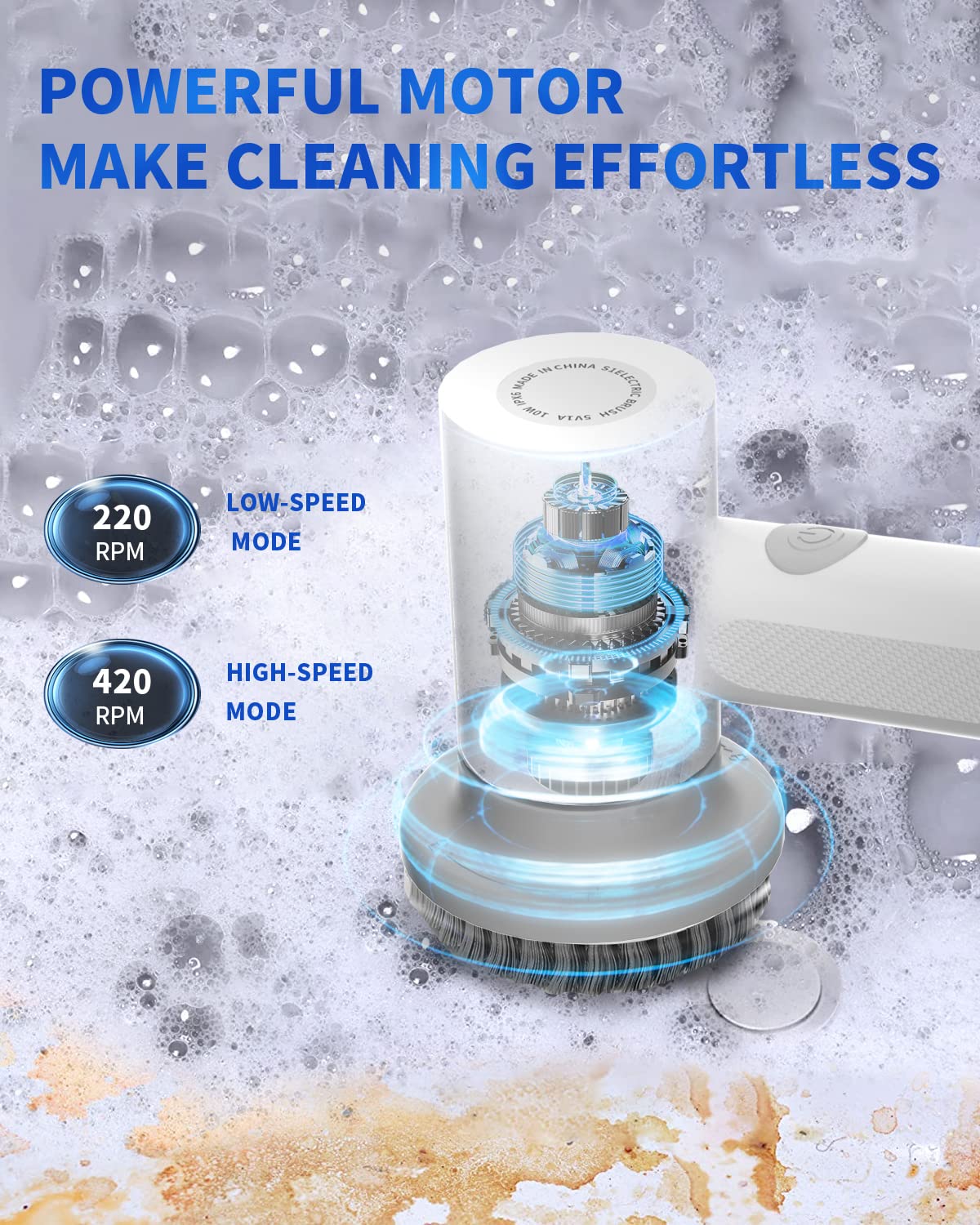 PTILOTD Electric Spin Scrubber, Dual-Speed Electric Cleaning Brush with 5 Replaceable Brush Heads for Cleaning Kitchen/Wall/Window/Sink/Dish/Grout Outdoors Indoors