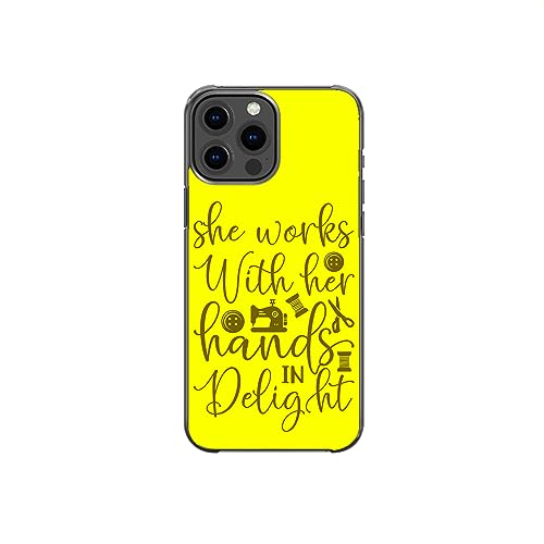 She Works With Her Hands In Delight Sewing Enthusiast Inspirational Pattern Art Design Anti-Fall and Shockproof Gift iPhone Case (iPhone XR)