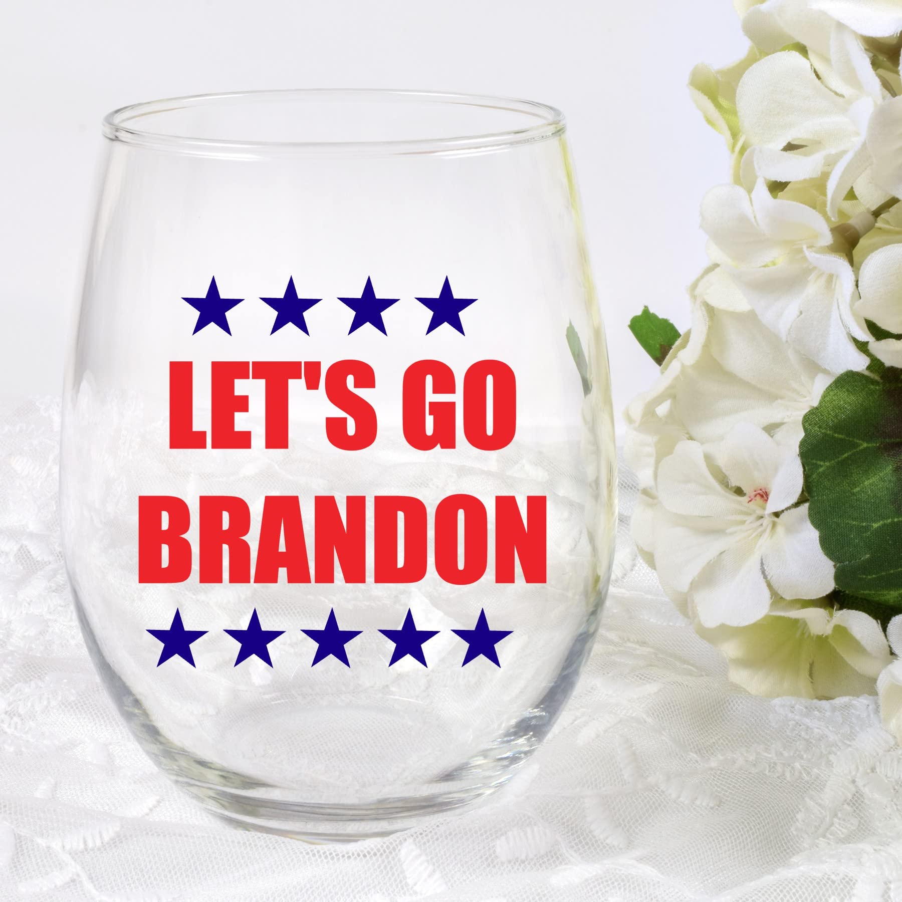 Laguna Design Co. Let's Go Brandon Wine Glass, 21 Oz, Republican Gift, Conservative Wine Glass, MAGA,Black and Red