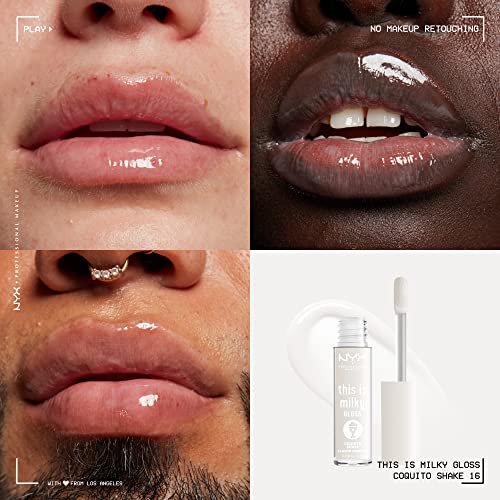NYX PROFESSIONAL MAKEUP This Is Milky Gloss, Lip Gloss with 12 Hour Hydration, Vegan - Coquito Shake (Milky Clear)
