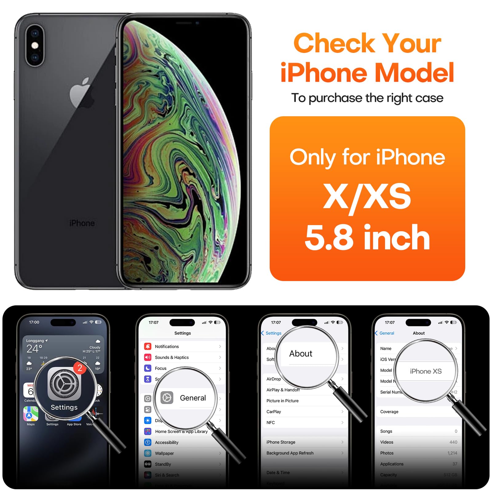 ImpactStrong iPhone X/iPhone Xs Case, Ultra Protective Case with Built-in Clear Screen Protector Full Body Cover for iPhone X/iPhone Xs (Black)