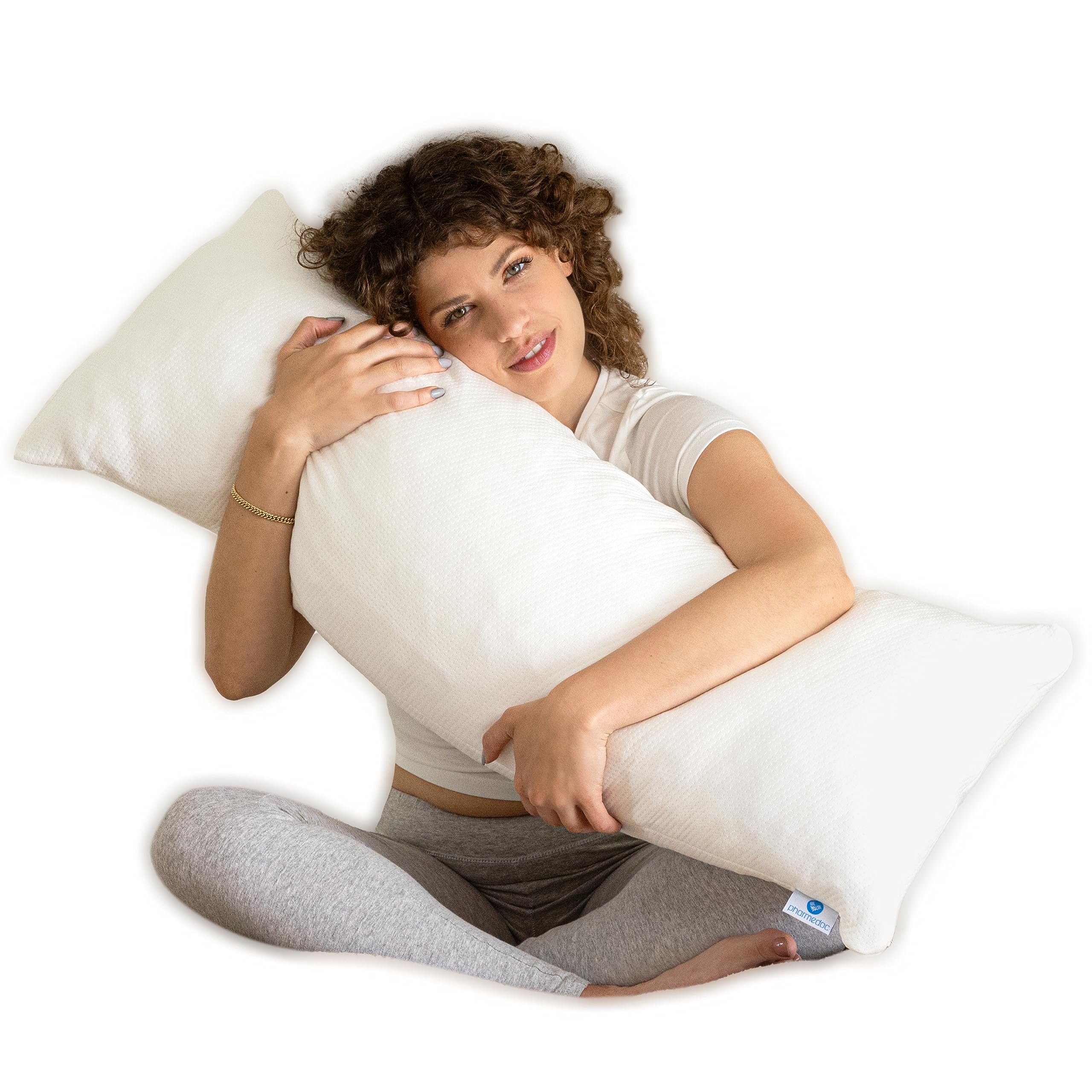 Pharmedoc Body Pillow, Pregnancy Pillow, Side Sleeper Pillow, Body Pillow for Adults, Memory Foam Pillow, Cooling Grey