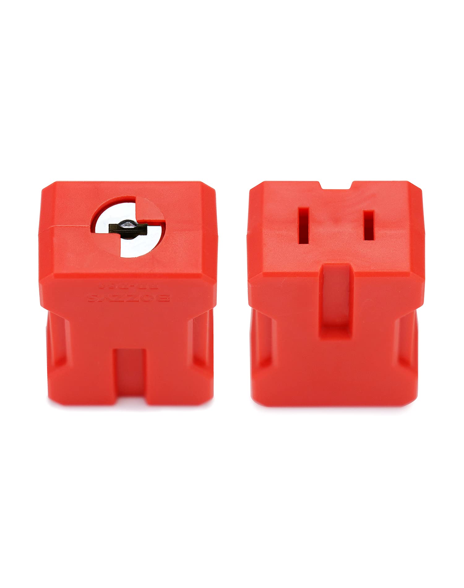 QWORK Electrical Cord Plug Lockout Device for Electrical Cord, 2 Pack Plug Locking Safety Lock Fits 2 & 3 Prong Plugs, Electrical Shutdown Service, Built-in Lock Cylinder, Dual Key