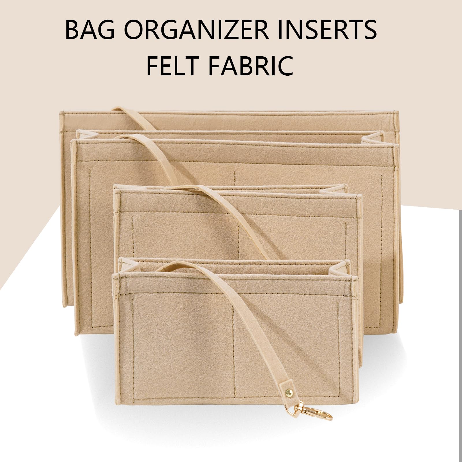 LOUKAYCCI Purse Insert Organizer for Medium dior book tote Bag Insert,Premium Purse Felt Insert Multiple Pockets (Large, Khaki)