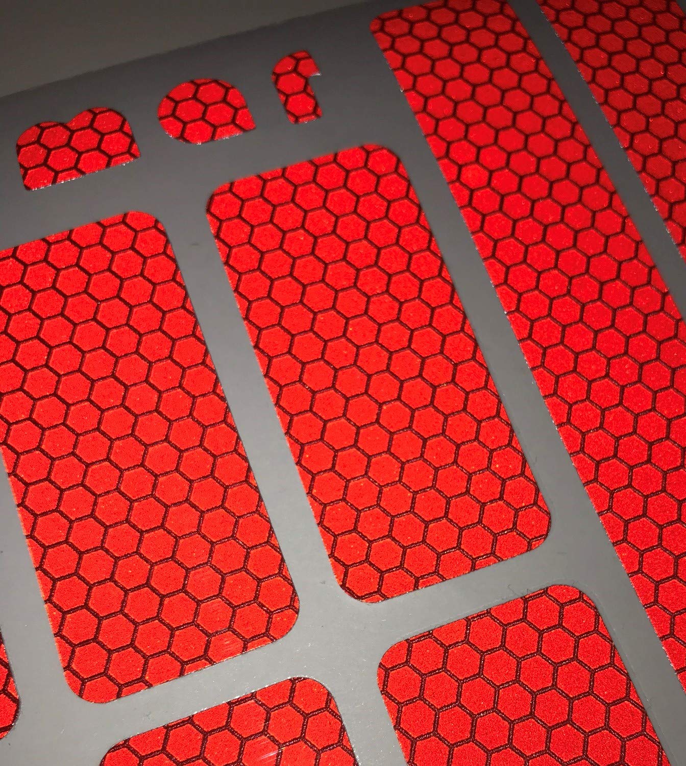 Jusmar Waterproof Red Reflective Stickers (5 Pack) 45pcs High Intensity Reflector Decals for Hard and Flat Surfaces, for Night Visibility