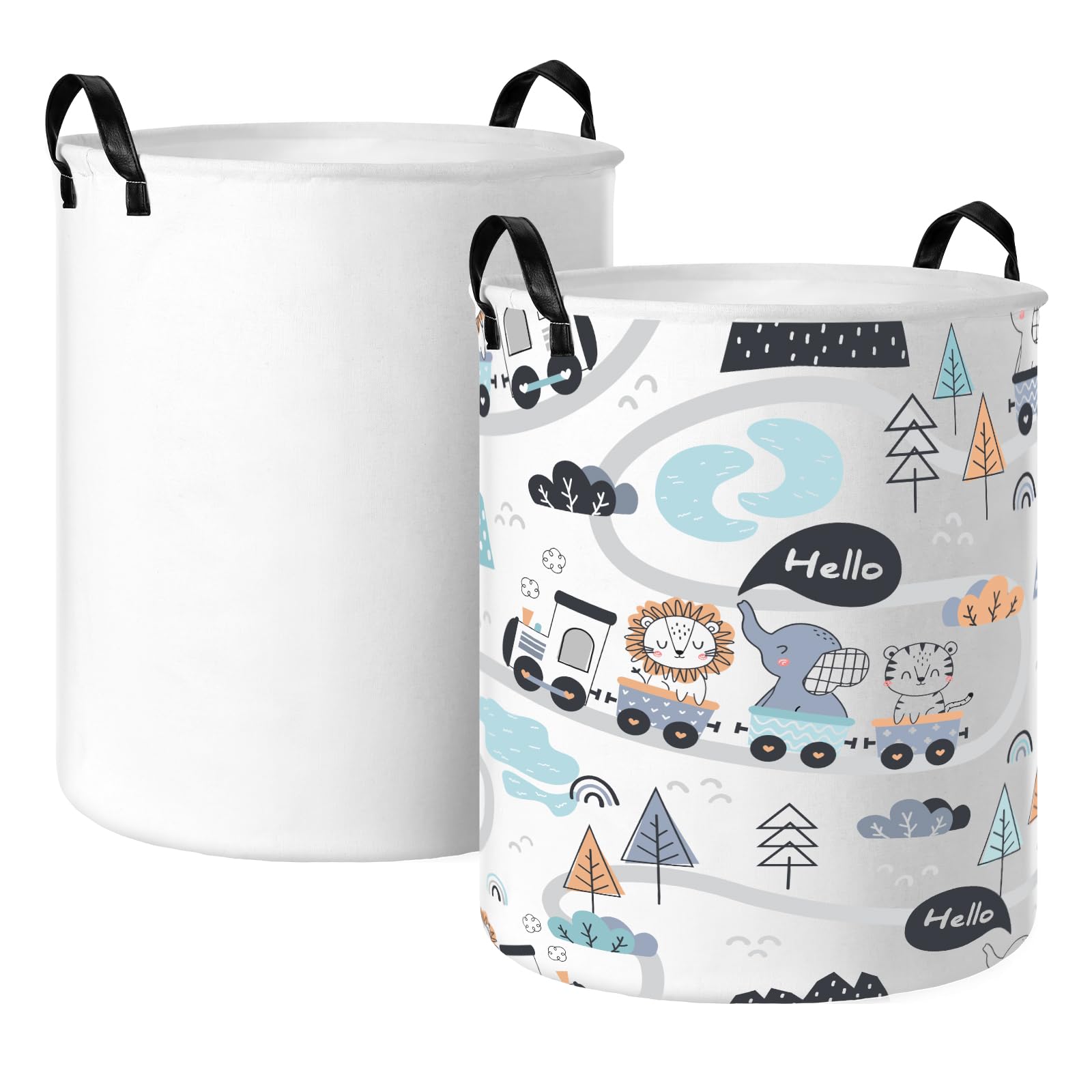 Tiangrid 2 Pcs 63l Laundry Baskets Sublimation DIY Laundry Hamper Collapsible Baby Laundry Basket with Handle for College Essentials Kids Baby Room Toys Home Storage (Textile Handle)