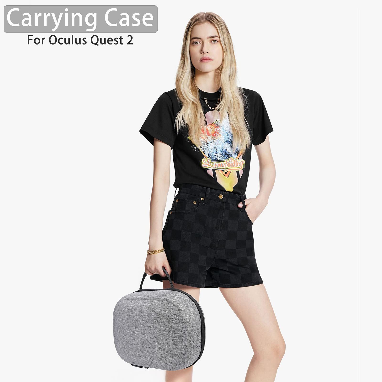 okcsc Carrying Case for Oculus Quest 2,Oragnizer for VR Headset and Controller Built in Charging Port for Meta Headset Hard Material to Protection Convenient to Outside Travel and Storage