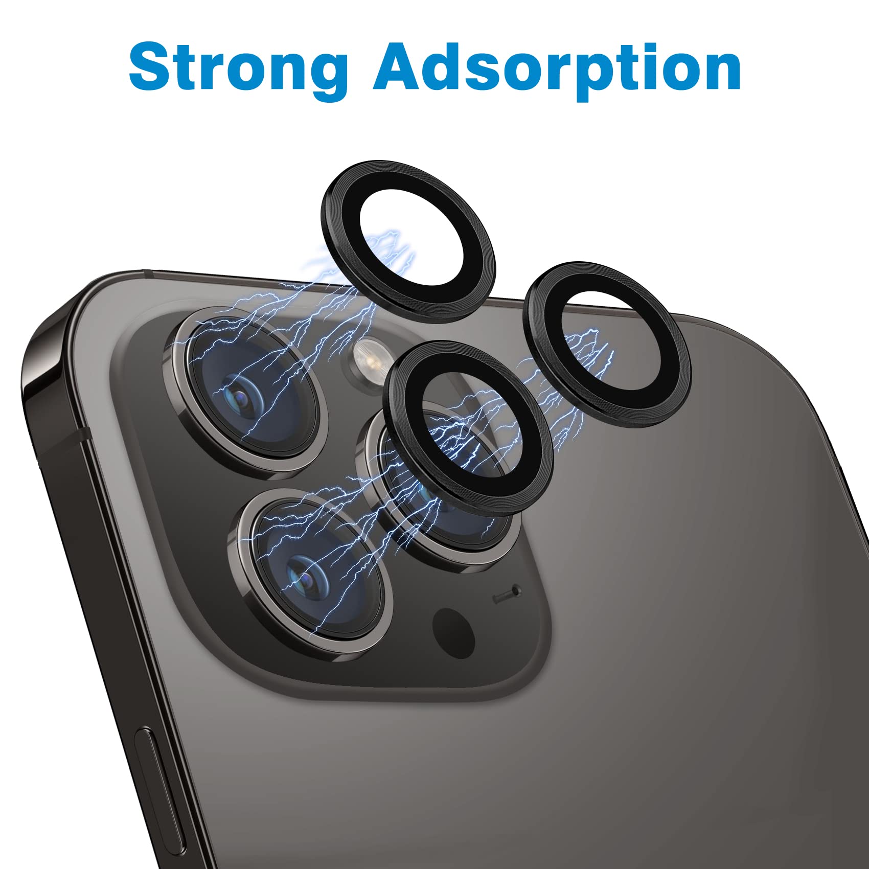 Hsefo Compatible with iPhone 13 Pro for 13 Pro Max Camera Lens Protector, Anti-Scratch Lens Cover 9H Tempered Glass Metal Camera Screen Protector Shockproof Camera Cover Ring -3 Pcs Graphite