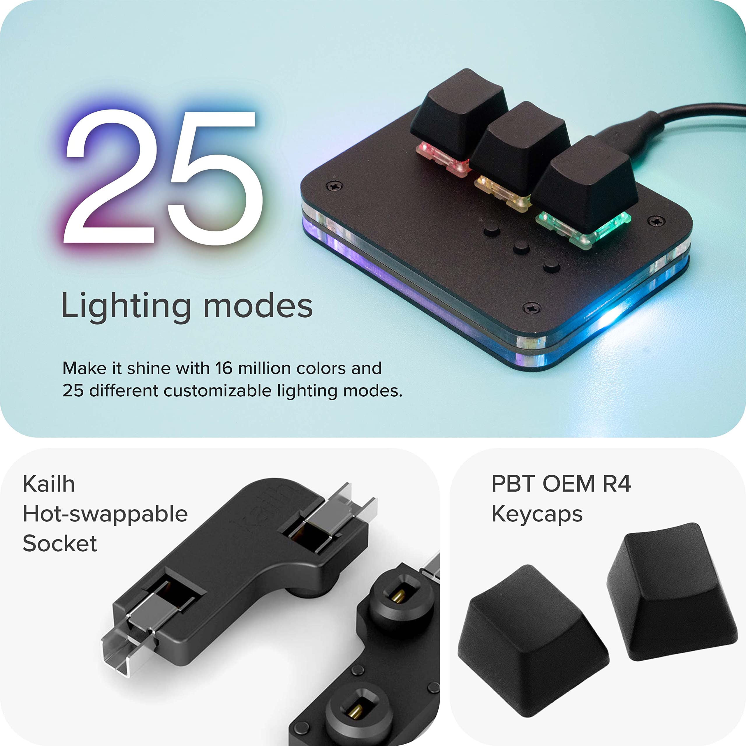 Momokai Tap Trio - 3 Key Mechanical Hot-swappable Macropad (Starlight)