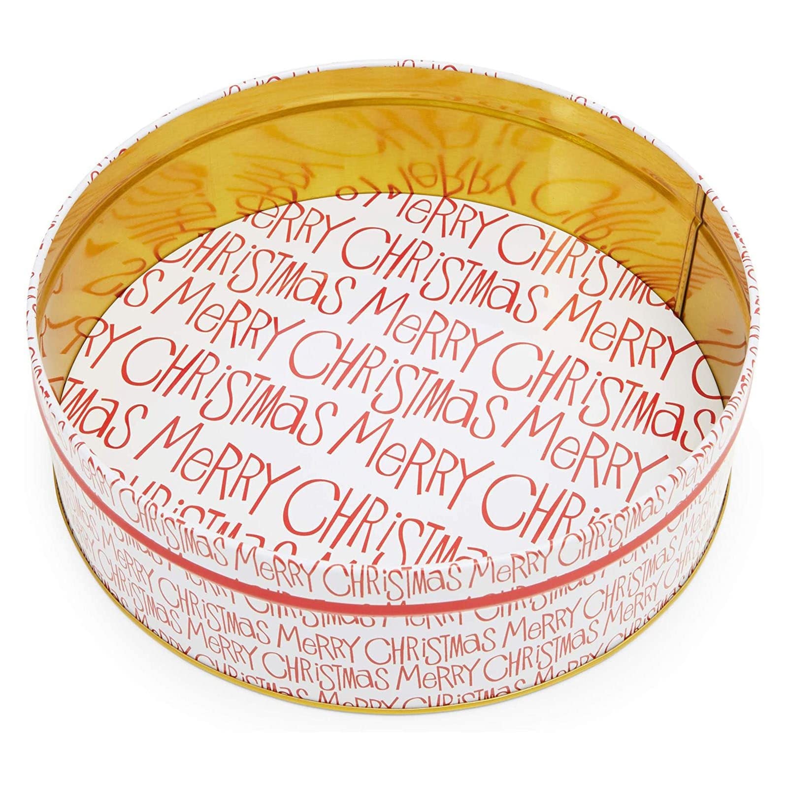 Juvale Set of 3 Merry Christmas Cookie Tins with Lids for Gift Giving, Round Nesting Holidays Containers, 3 Sizes